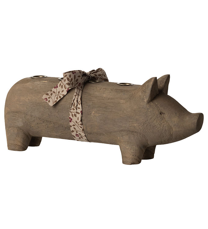 Maileg Bougeoir en bois - Cochon - Avent - Naturel | KW FR